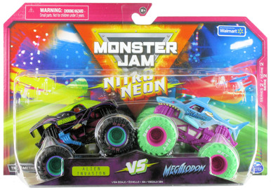 Monster Jam 2023 Nitro Neon Series 2-Pack Alien Invasion vs Megalodon ...