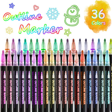 OUNIY Double Line Outline Markers, 36 Colors Super Squiggles Glitter ...