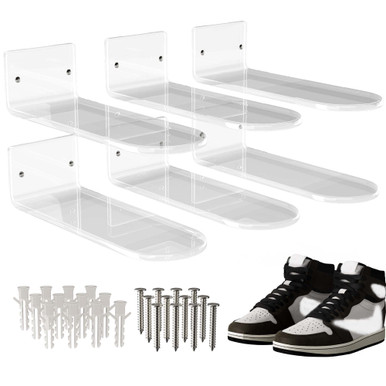 PMMAZX Floating Shoe Display Set of 6 for Wall Mount, Acrylic Shoe ...