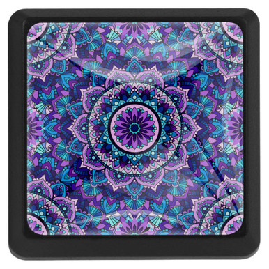 Mandala Purple Floral Pattern Cabinet Knobs Glass Drawer Knobs Handles ...