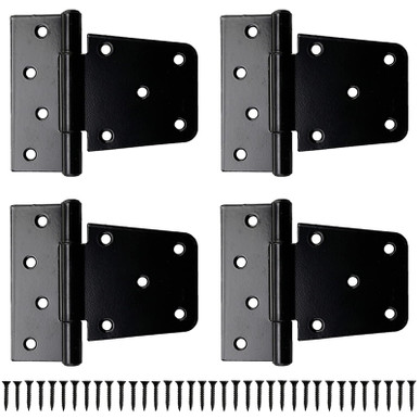 4 Pack 3.5 Inch Door Hinges Shed Hinges Heavy Duty Gate T Hinges Black ...