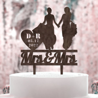 Vinisong Lesbians Cake Toppers with Two Women Silhouette LGBTQ Custom ...