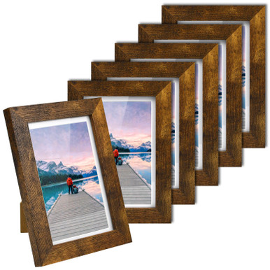 HOMEPIC 4x6 Picture Frames Set of 6, MDF Retro Wooden Color 4x6 Photo ...
