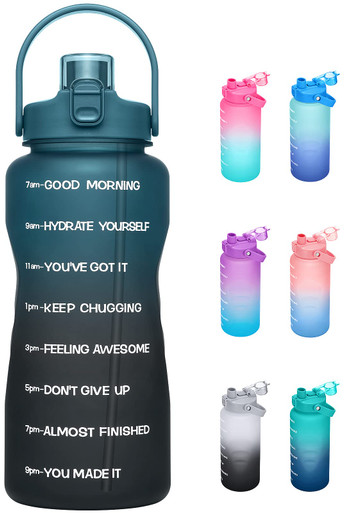Motivational Gallon Water Bottle with Time Marker & Straw, 128 oz / 3 ...