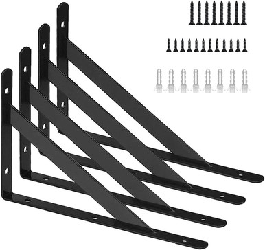 10 Inch Heavy Duty Shelf Brackets, Kersally 4 Pack 90 Degree Triangle L ...