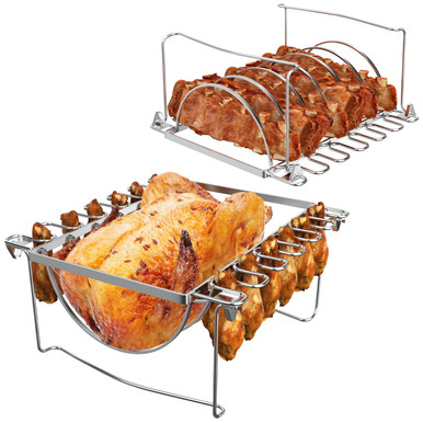 BBQ Future 3-in-1 Rib Racks & Chicken Leg Rack for Grilling and Smoking ...