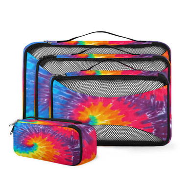 Packing Cubes 4 Pack Multicolor Abstract Art Swirl Tie Dye Travel ...