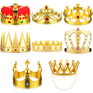 8 Pcs Royal King Crown for Kids Plastic Queen Prince Princess Crown ...