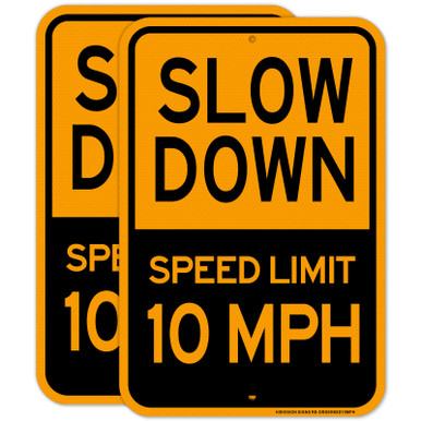 Slow Down Speed Limit 10 MPH Sign, 2 Pack Slow Down Sign, Traffic Sign ...