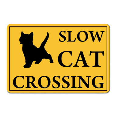 Cat Crossing Sign,Cat Decor,Slow Cat Crossing Metal Warning Signs Funny ...