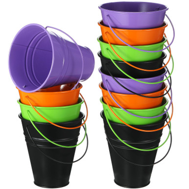 12 Pack Colored Metal Buckets with Handle, Galvanized Bucket 4.5 x 5 ...