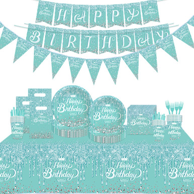 83pcs Birthday Party Supplies, Ptdwaz Green Diamond Birthday Party ...
