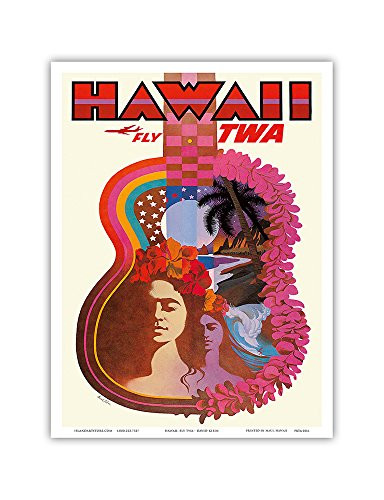 Hawaii - Trans World Airlines Fly TWA - _Ukulele Psychedelic Flower ...