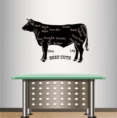 Wall Vinyl Decal Home Decor Art Sticker Beef Cuts Butcher Meat Cow ...