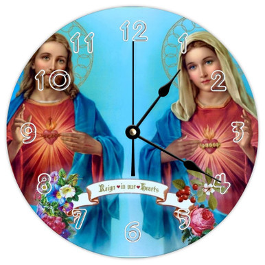Mousus Round Nature Scenery Wall Clock - Sacred Hearts Jesus Mary ...