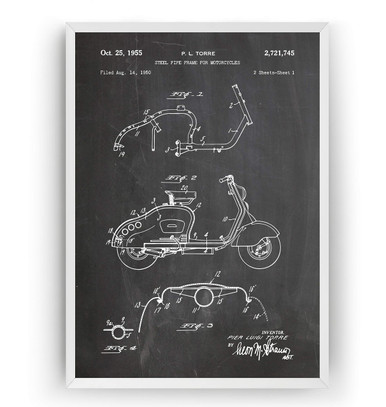 Magic Posters Lambretta Scooter 1955 Patent Print - Mod Moped Poster ...