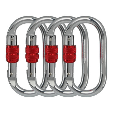 Heavy Duty Locking Climbing Carabiner Clip (Red,4 Pack) CE Rated 25 kN ...