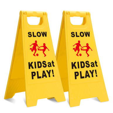 Slow Kids at Play Signs, Children at Play Safety Signs 2 Pack, Text and ...