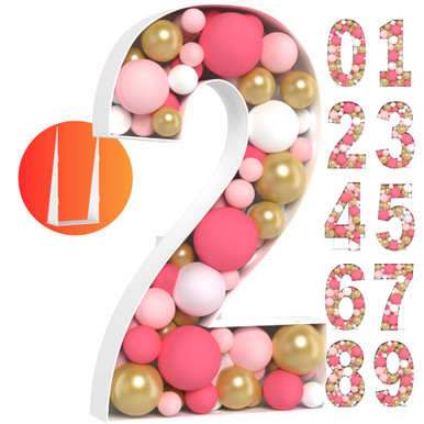 3FT Large Marquee Numbers - Easy to Assemble Number 2 Balloon Frame ...
