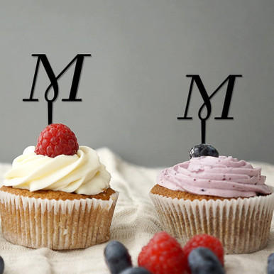 Initial M Cupcake Toppers Wedding Letter Monogram Name For Wedding ...