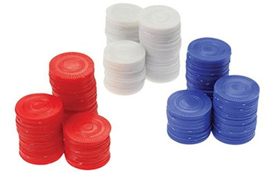 Plastic Chips - Red, White & Blue (100 Each) - Poker Bingo Card Game ...