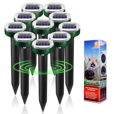 10Pack Solar Mole Repellent Stakes, Solar Powered Ultrasonic Gopher ...