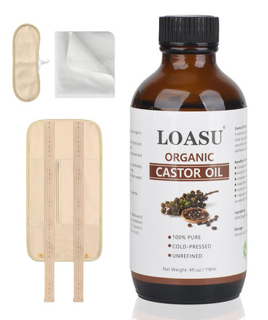 Loasu Castor Oil Pack Kit, Castor Oil Organic Cold Pressed Unrefined ...
