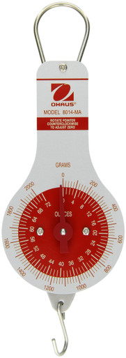 Ohaus 8014-MA Dial-Type Hanging Spring Scale, 2000g x 20g, 72 oz x 1/2 ...