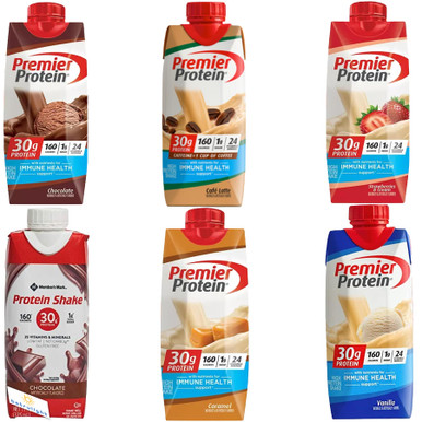 Premier Protein Shake| Variety Pack of Chocolate, Vanilla, Caramel, Cafe Latte, Strawberries ...