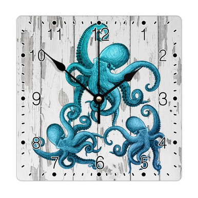 godblessign Jellyfish Sea Life Wall Clock Beach Square Clocks Welcome ...