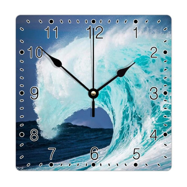 godblessign Choppy Sea Waves Wall Clock Beach Square Clocks Summer 12 ...