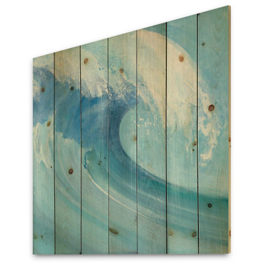 DesignQ Ocean Wave With White Foam Nautical & Coastal Wood Wall Decor ...