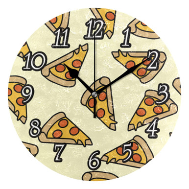 Vintage Style Pizza Slices Seamless TexturePVC Board Wall Clock, Silent ...