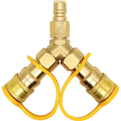 3/8 inch Natural Gas Y Splitter, Low Pressure Propane NAT Gas Quick ...