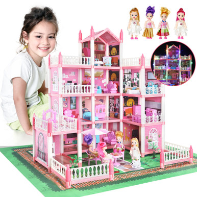 Doll House Set for Girls, Princess House Toys with Doll Furniture and ...