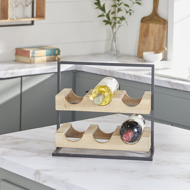 Deco 79 Farmhouse Wood Square Wine Rack, 14" x 6" x 13", Brown ...