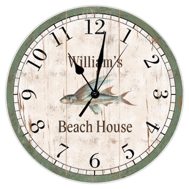 Vintage Rustic Chic Style Marine Theme Round Wood Clock Beach House ...