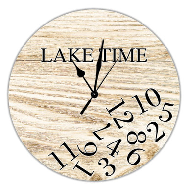 Lake Time Wood Wall Clocks Natural Wood Grain Round Wall Clock 12 inch ...