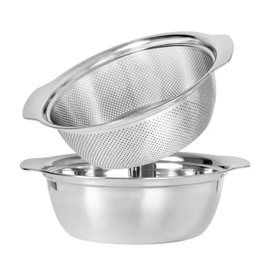 304 Stainless Steel Microporous Colander with Handle, Rice Washers ...