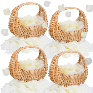 Uiifan Sets of 4 Woven Weddings Flower Girl Baskets with 4000 pcs white ...