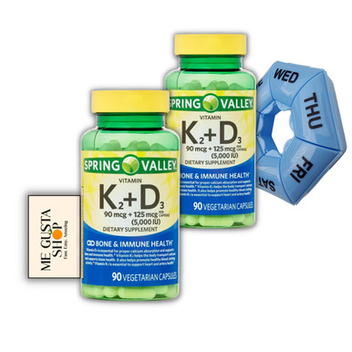 Spring Valley Vitamin K2 (90mcg) + D3 (125mcg) 90 Count (Pack of 2) 180 ...