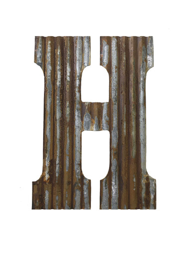Farmhouse Rustic 24'' Wall Decor Corrugated Metal Letter H ...