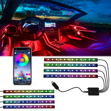 Mega Racer RGB Interior Car Lights for Car - 48 LEDs Over 16 Million ...