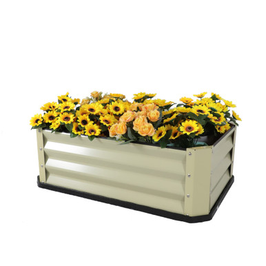 Rectangle planter raised garden bed with plastic tray 19.5x31.5x11.5 ...