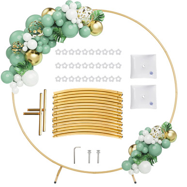 Kapaga Round Backdrop Stand, Round Balloon Arch Stand, 6.7ft(2m) Golden ...