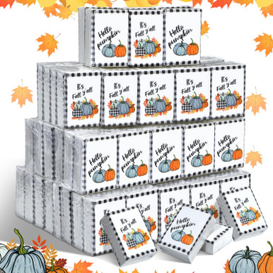 Patelai 100 Packs Fall Facial Tissues Watercolor Blue Pumpkin Pocket ...