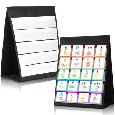 2 Pcs Black Double Sided Pocket Chart Tabletop Desktop Pocket Chart ...