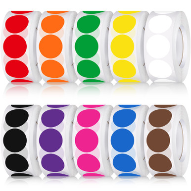 10000 Pieces 1 Inch Round Color Coding Labels Stickers Roll Adhesive ...