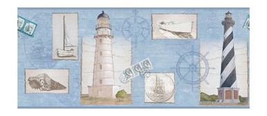 York Wallcoverings BG1661BDSMP Border Portfolio Seacoast Lighthouse 8 ...