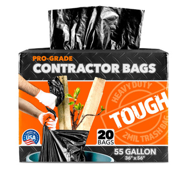 Stock Your Home 55 Gallon Contractor Trash Bags (20 Count), Heavy Duty ...